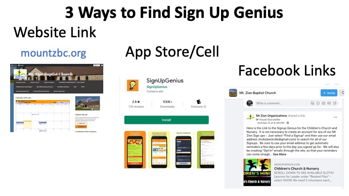 Instructions for Using SignUp Genius for Volunteers at Mt Zion Baptist ...